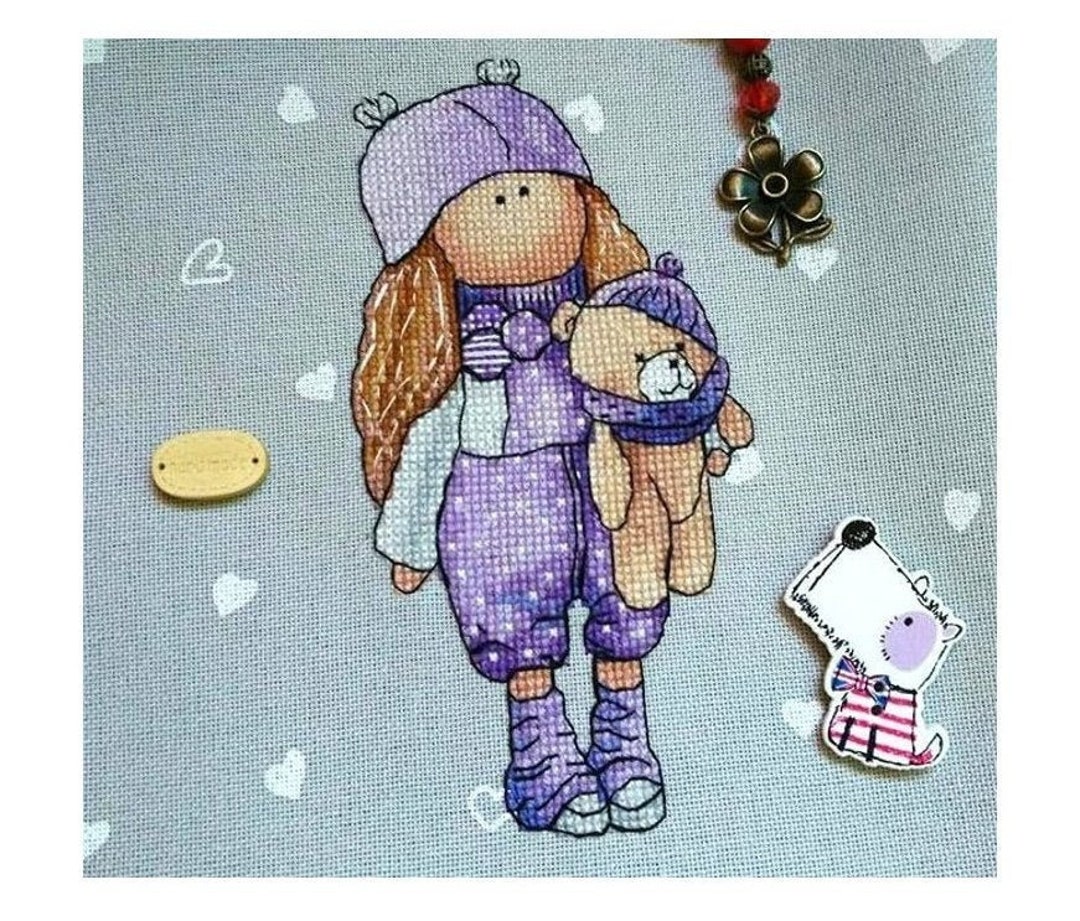 Tilda Doll Cross Stitch Pattern Teddy for Baby Girl Kisd Child Room ...