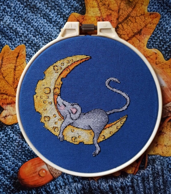 Mouse Cross Stitch Pattern Cheese Colorful Art DIY X Stitch - Etsy