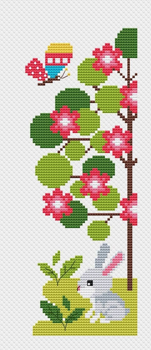 Bookmark Cross Stitch Pattern Set Four Season Tree Seasonal - Etsy