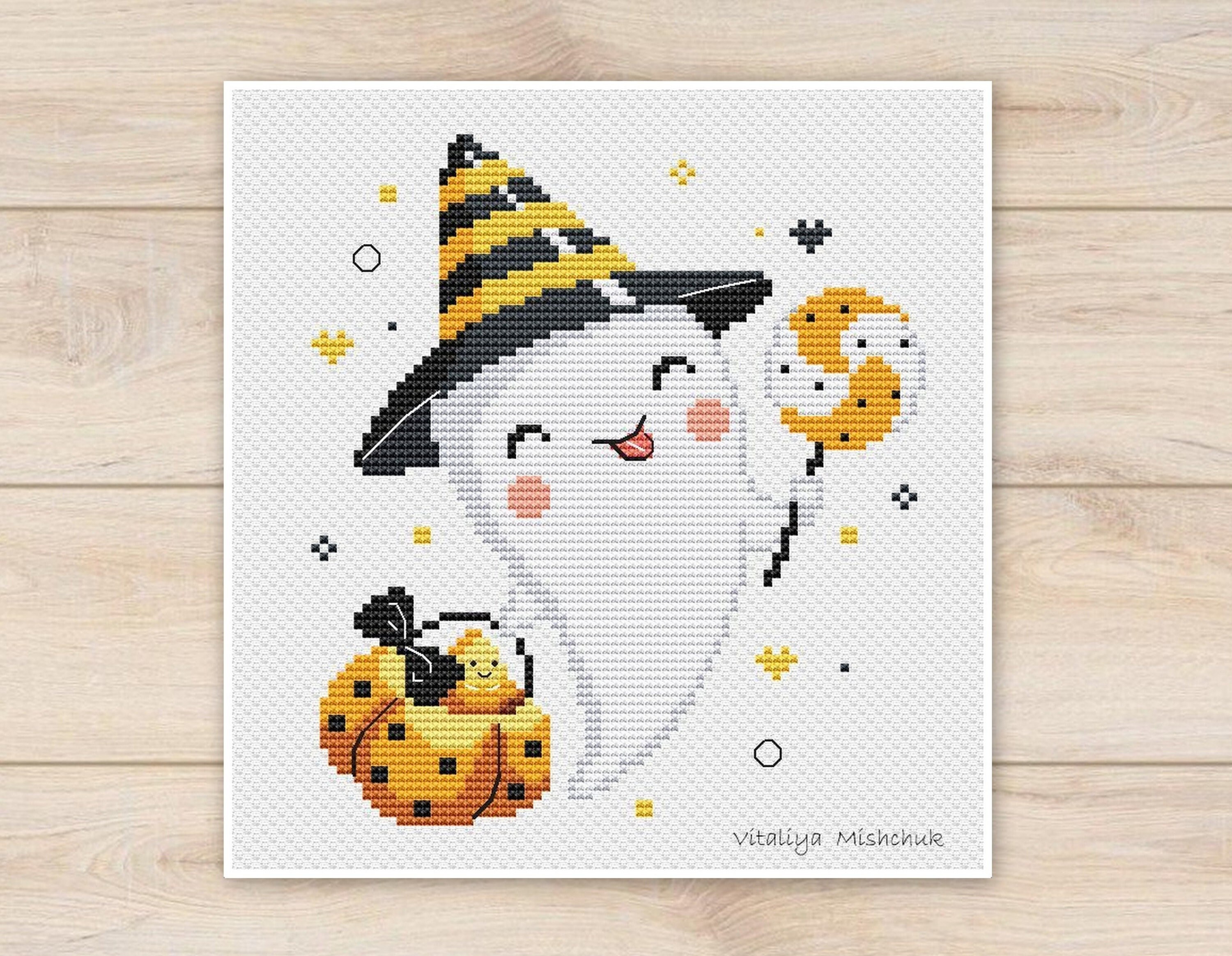 Halloween Ghost Cross Stitch Pattern PDF Easy for Kids Trick - Etsy