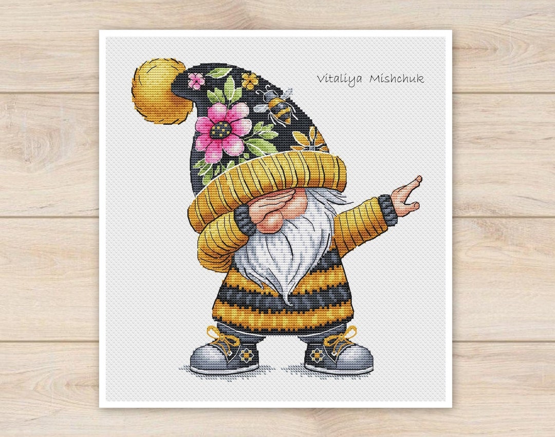 Dance Gnome Cross Stitch Patterns Dancer Spring Summer Dab Kids Set Bee ...