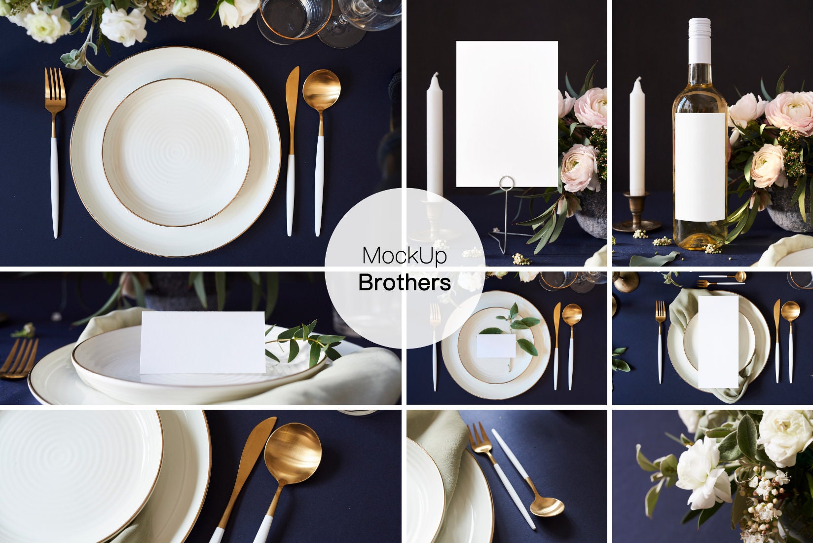 Wedding Mockup Bundle Blue Background Mockup Invitation Set | Etsy