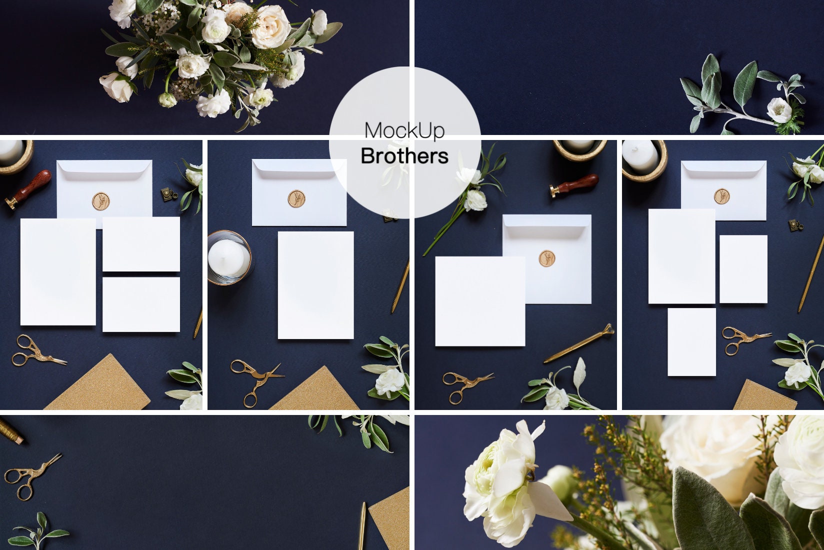 Wedding Mockup Bundle Blue Background Mockup Invitation Set | Etsy