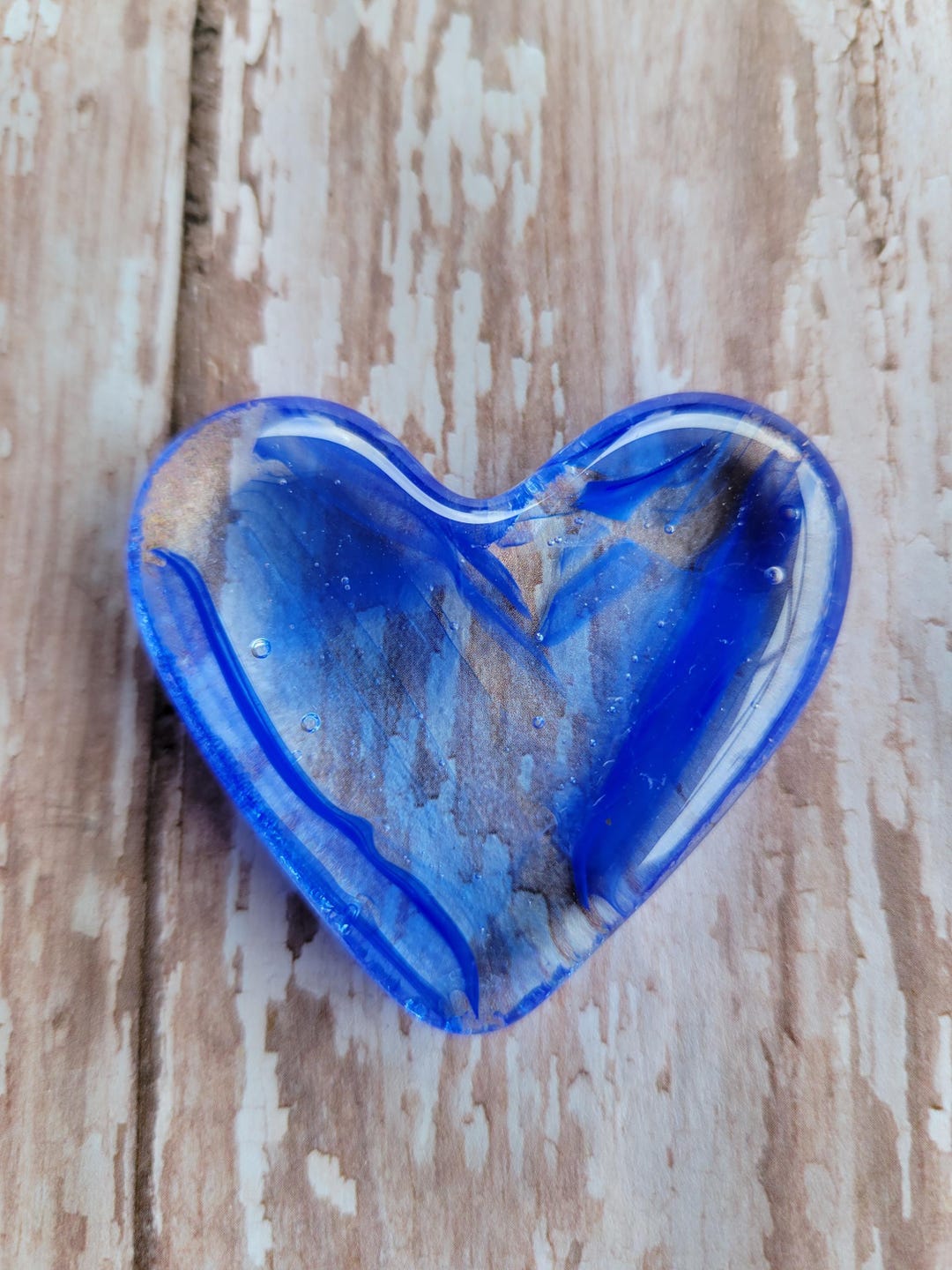 Glass Heart Paperweight, Fused Glass Heart, Gift for Her, Office Decor ...