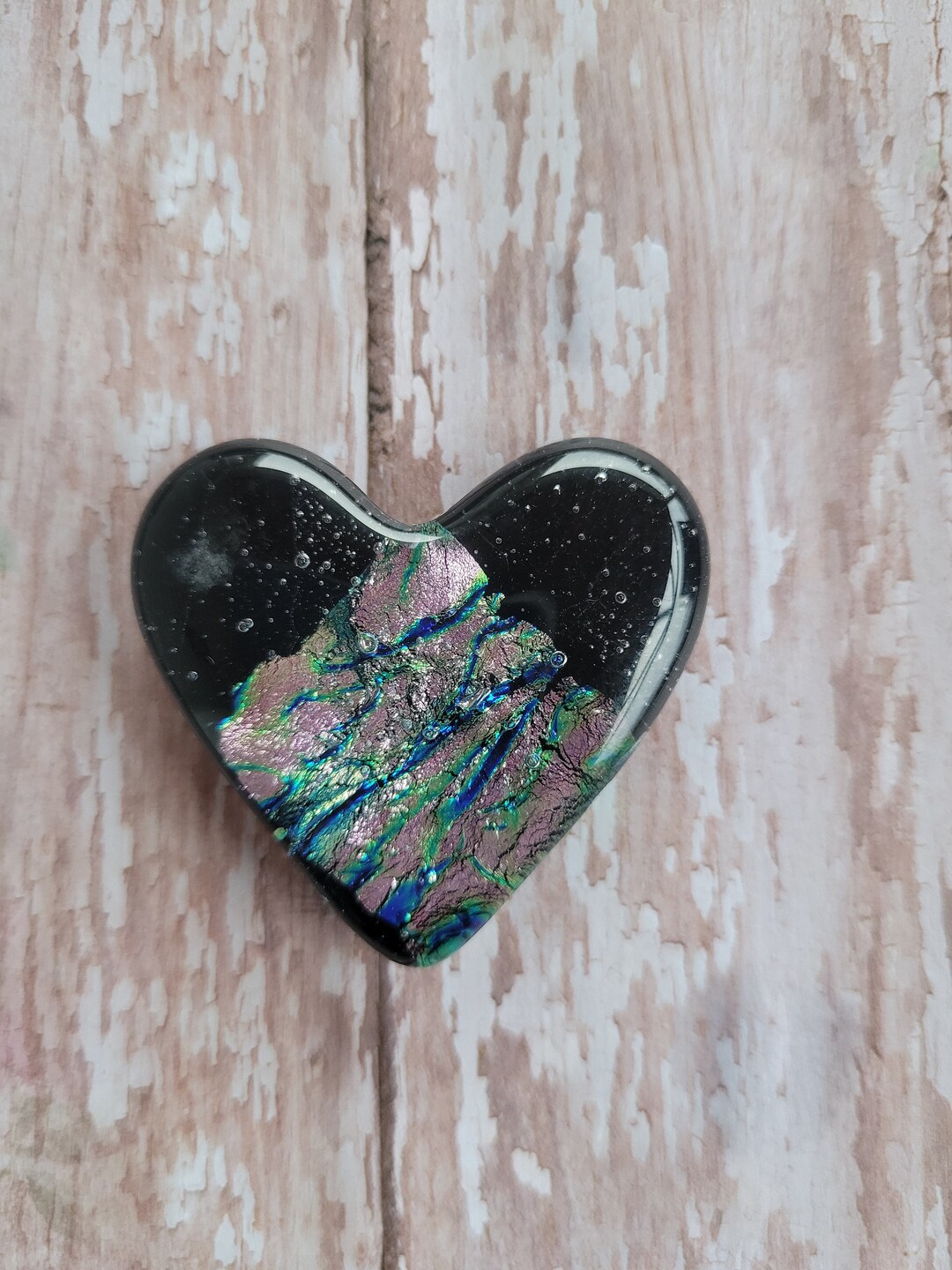 Glass Heart Paperweight, Fused Glass Heart, Gift for Her, Office Decor ...