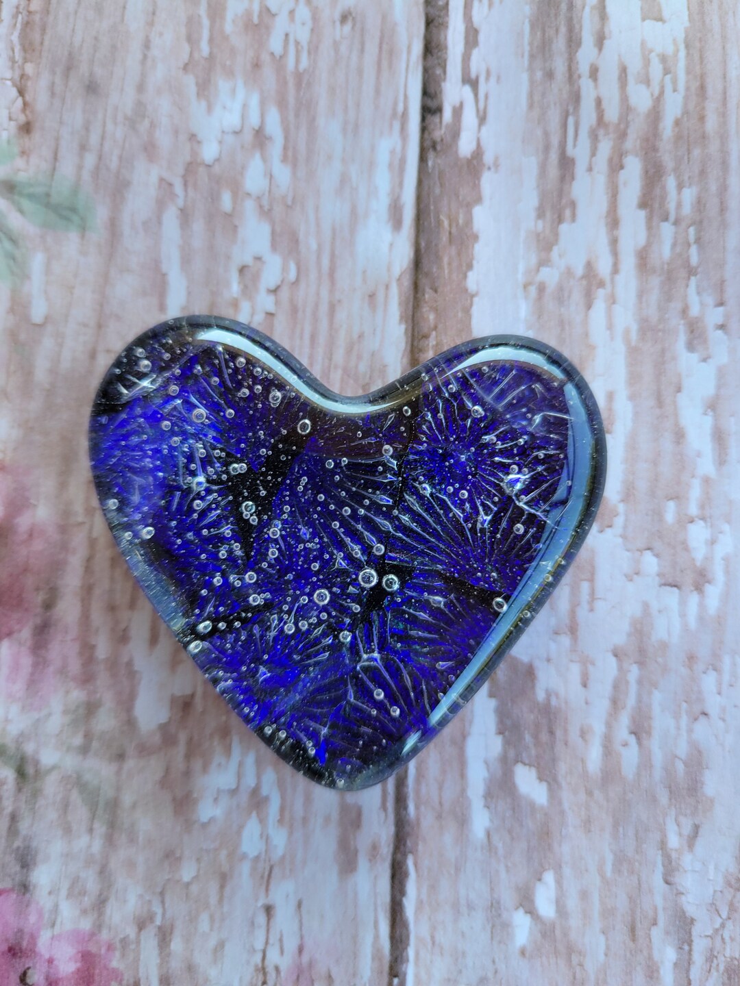 Glass Heart Paperweight, Fused Glass Heart, Gift for Her, Office Decor ...