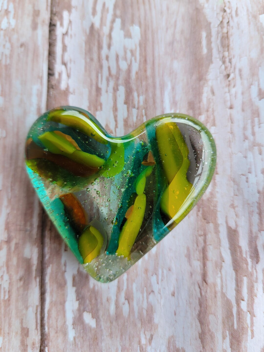Glass Heart Paperweight, Fused Glass Heart, Gift for Her, Office Decor ...