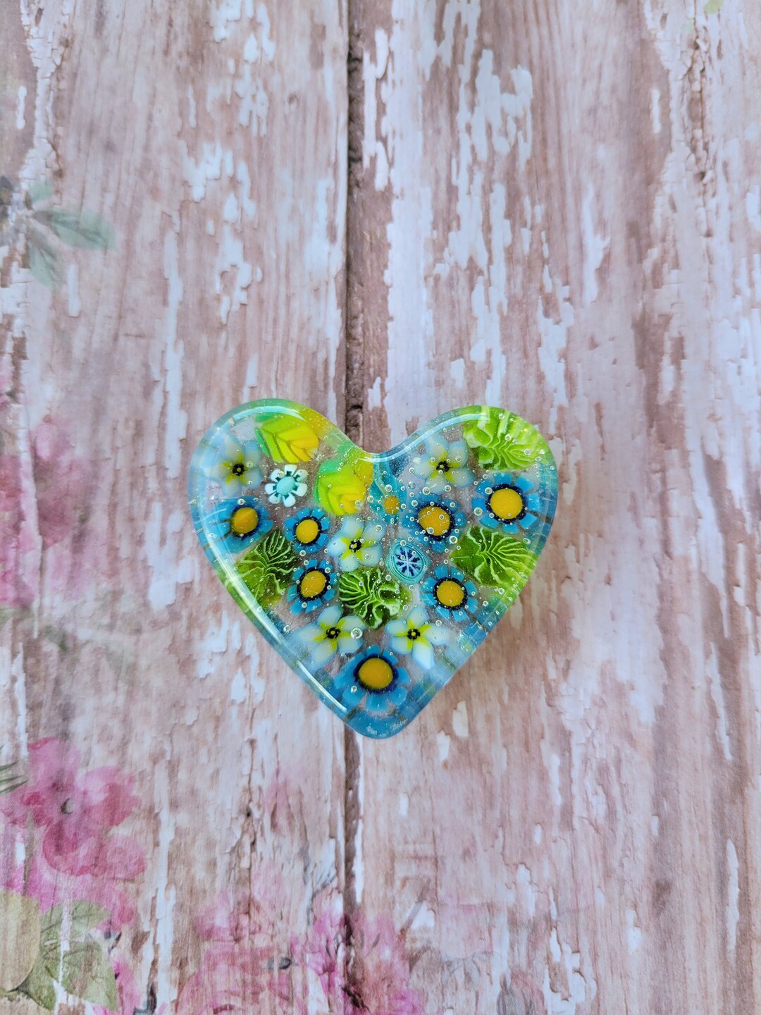 Glass Heart Paperweight, Fused Glass Heart, Gift for Her, Office Decor ...