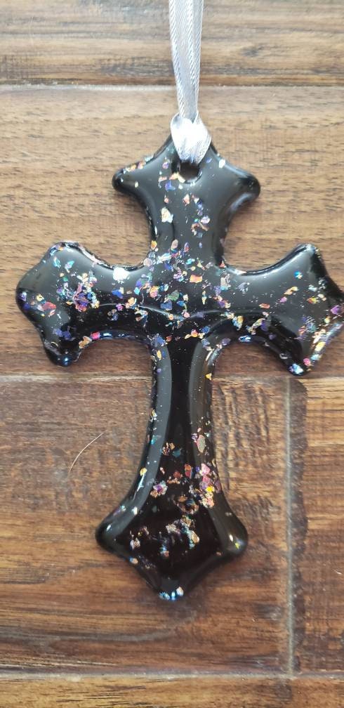 Fused Glass Cross,religious Decor,small Cross,hanging Cross, Baptismal ...