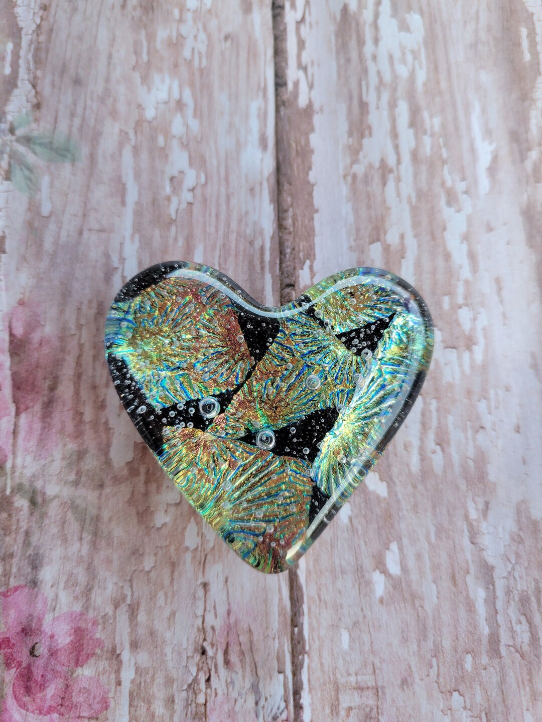 Glass Heart Paperweight, Fused Glass Heart, Gift for Her, Office Decor ...