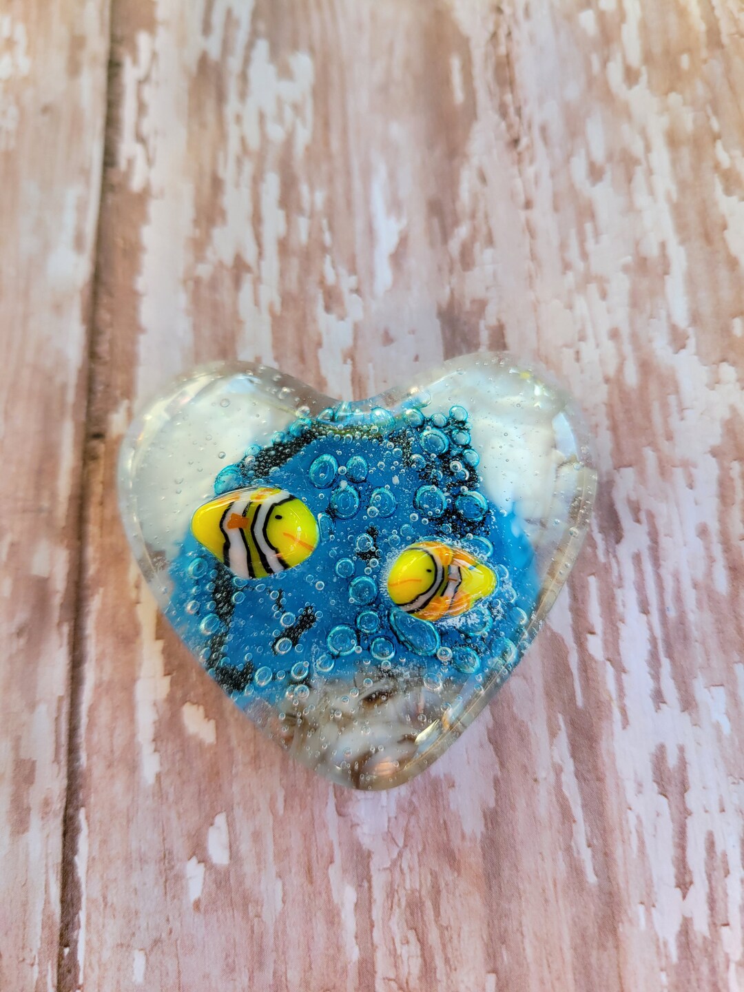 Glass Heart Paperweight, Fused Glass Heart, Gift for Her, Office Decor ...