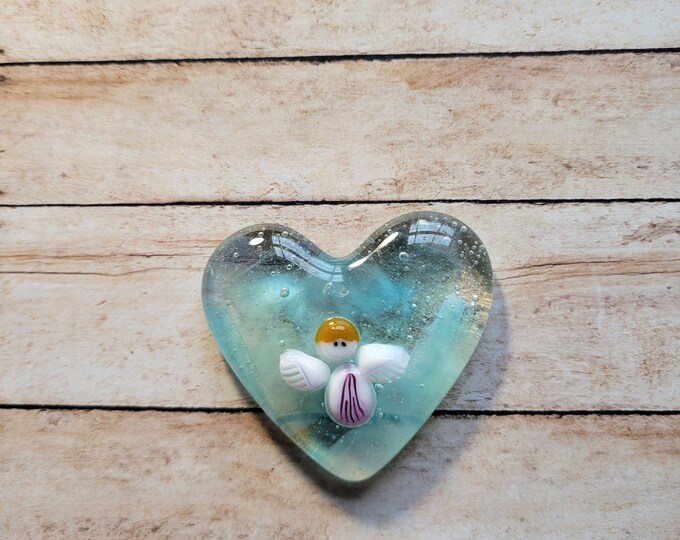 Glass Heart Paperweight, Fused Glass Heart, Gift for Her, Office Decor ...