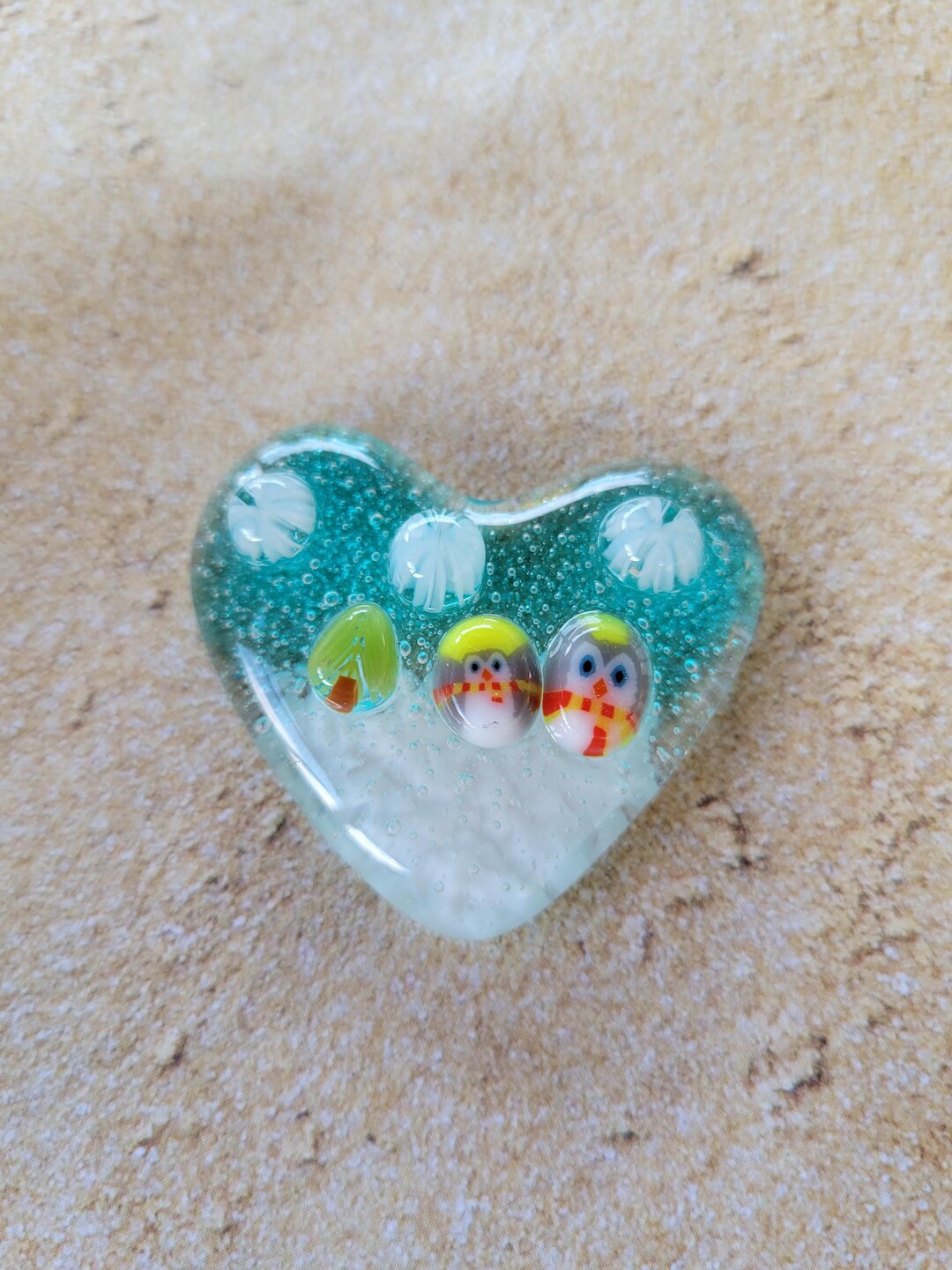 Glass Heart Paperweight, Fused Glass Heart, Gift for Her, Office Decor ...