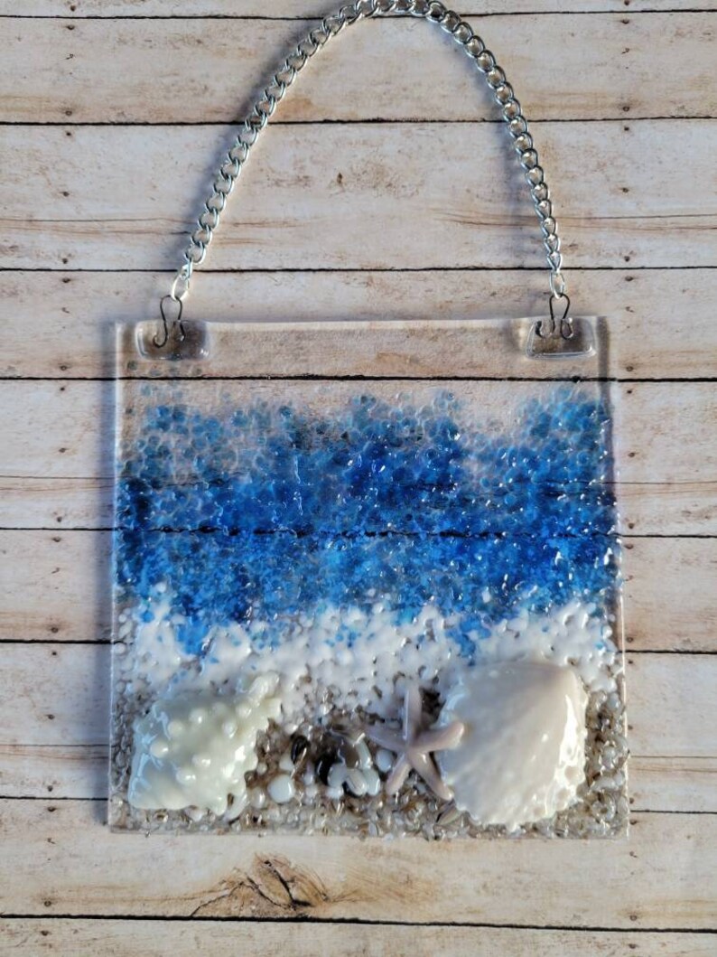 Fused Glass Beach Scene Ocean Suncatcher Sea Scapes - Etsy