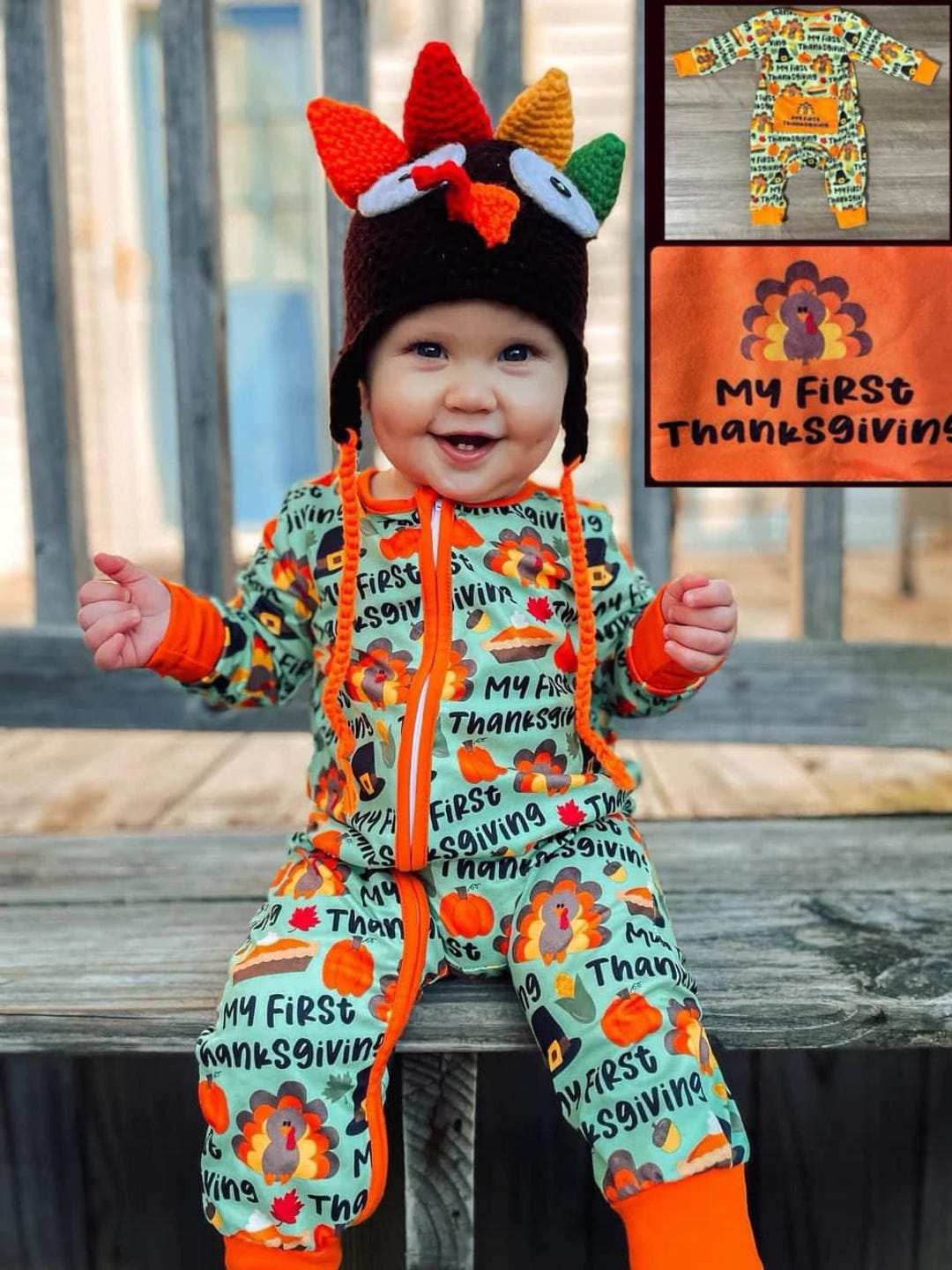 My First Thanksgiving Outfit | Unisex Thanksgiving Milestone Clothing ...