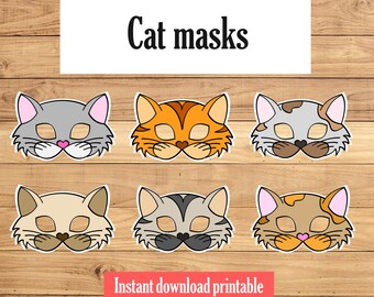 Cats Printable Coloring Masks cat masks kitty mask kitten | Etsy