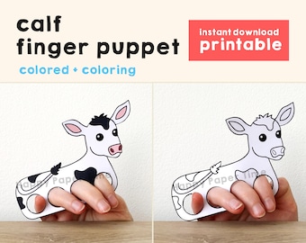 Farm animal paper craft printable Finger Puppet Template Kids | Etsy