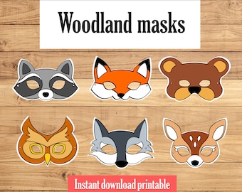 Woodland Forest Animals Coloring Masks woodland animal mask | Etsy