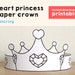Heart Princess Paper Crown Party Activity Printable Kids Easy - Etsy