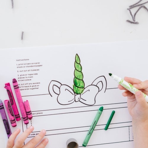 Unicorn Paper Crown Party Coloring Printable Kids Craft - Etsy