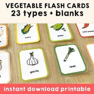 Vegetables Flash Cards Printable Montessori Materials Preschool ...