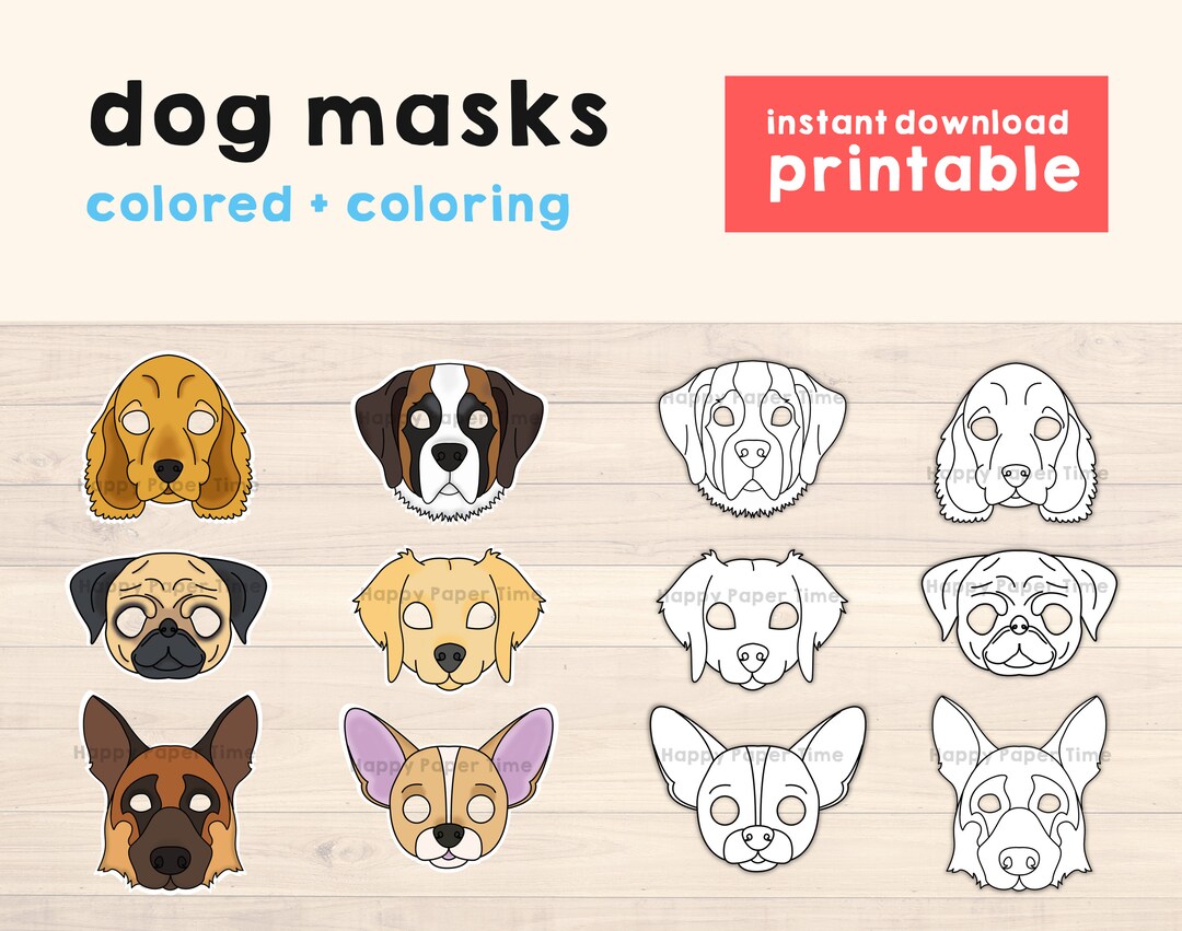 Dog Masks Printable Chihuahua German Shepherd Golden Retriever Saint ...
