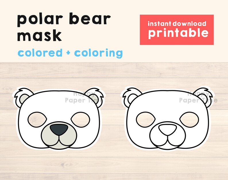 Polar Bear Mask Paper Craft Costume Diy Polar Animal Mask | Etsy