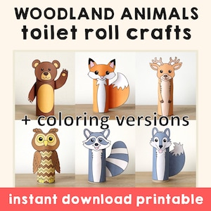 Woodland Animals Toilet Paper Roll Craft Forest Party Coloring ...
