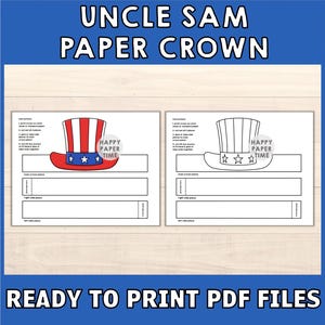 Uncle Sam Hat Paper Crown Party Coloring Printable Kids Craft America ...