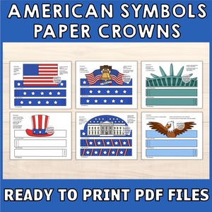 American Symbols Paper Crowns Flag 4th of July Patriotic Printable DIY ...