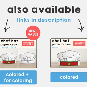 Chef Hat Cook Paper Crown Restaurant Party Coloring Printable Kids ...