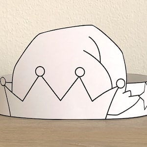 Christmas Elf Paper Crown Hat Winter Holiday Party Coloring Printable ...