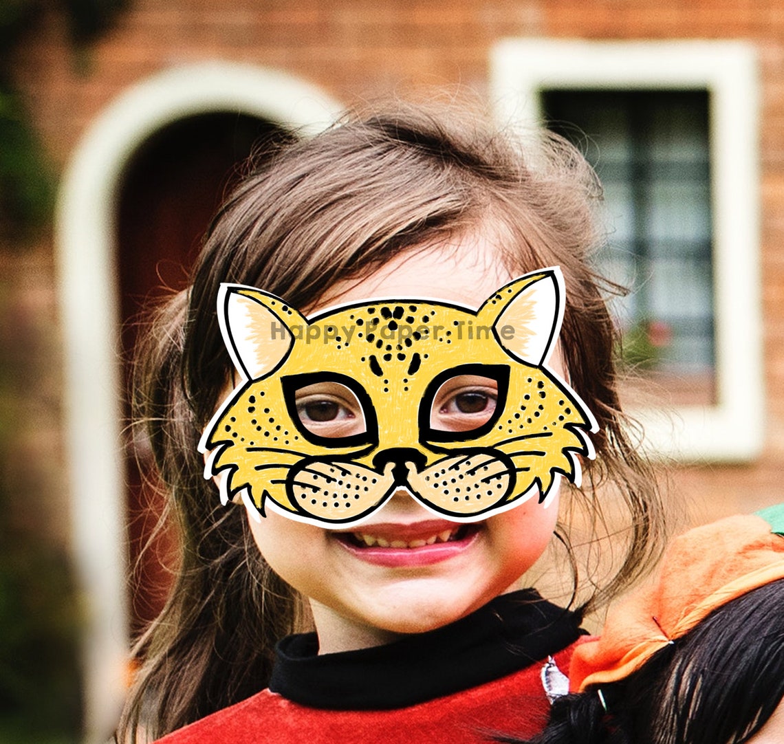 Cheetah Mask Printable Cheetah Costume Mask Paper Safari Party - Etsy