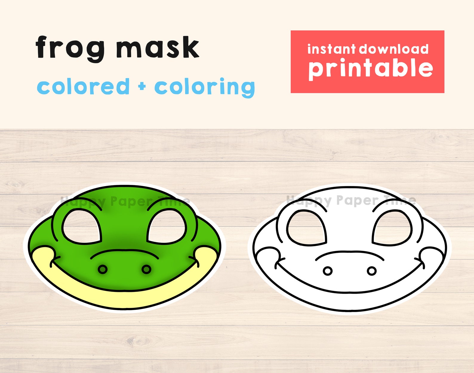 Frog Mask Template Costume Kids Diy Pond Animal Party Fun - Etsy