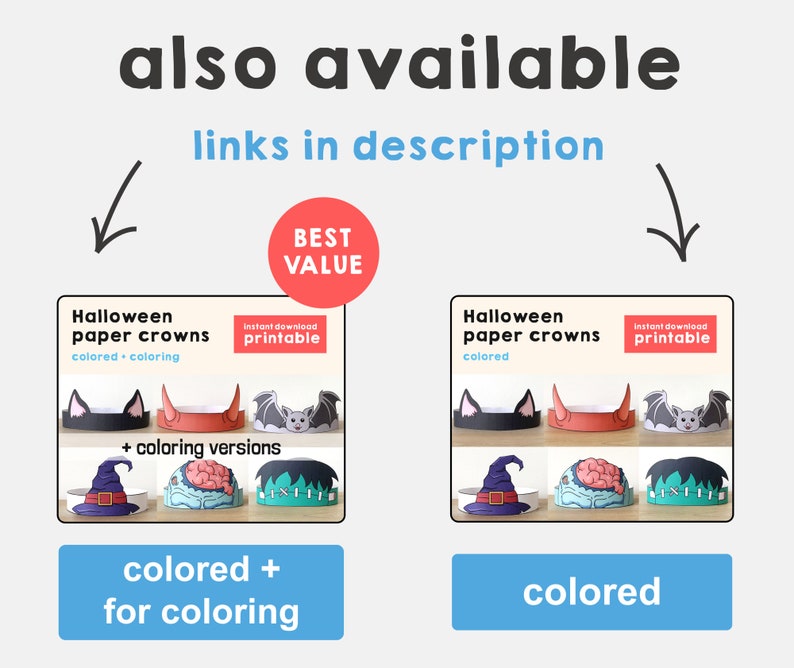 Halloween Paper Crowns Witch Zombie Bat Devil Frankenstein - Etsy