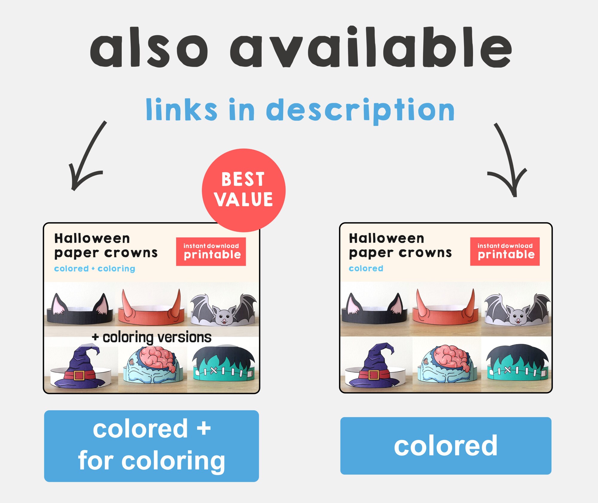 Halloween Paper Crowns Witch Zombie Bat Devil Frankenstein - Etsy