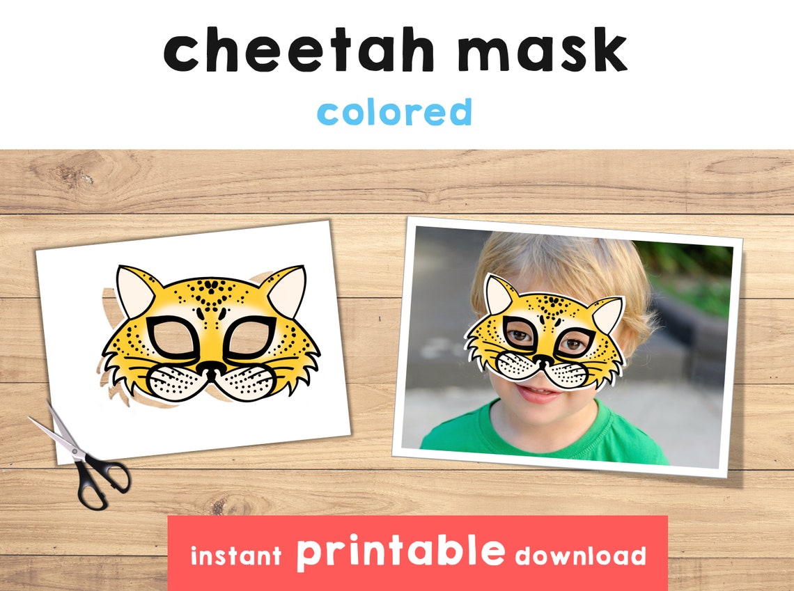 Cheetah Party Favor Mask Printable Cheetah Costume Mask Jungle | Etsy