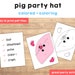 Pig Party Hat Paper Printable Template Print Out Farm Animal - Etsy