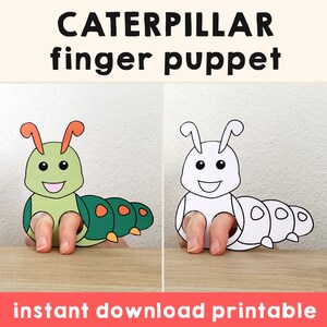 Caterpillar Paper Craft Printable Finger Puppet Template Kids Craft ...
