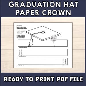 Graduation Cap Paper Crown Party Coloring Printable Kids Craft ...