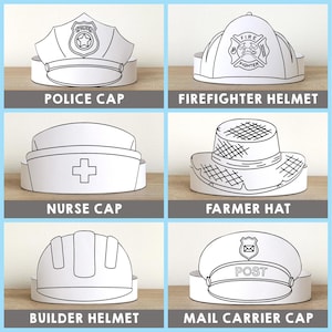 Community Helpers Paper Crown Headband Police Builder Farmer Nurse ...