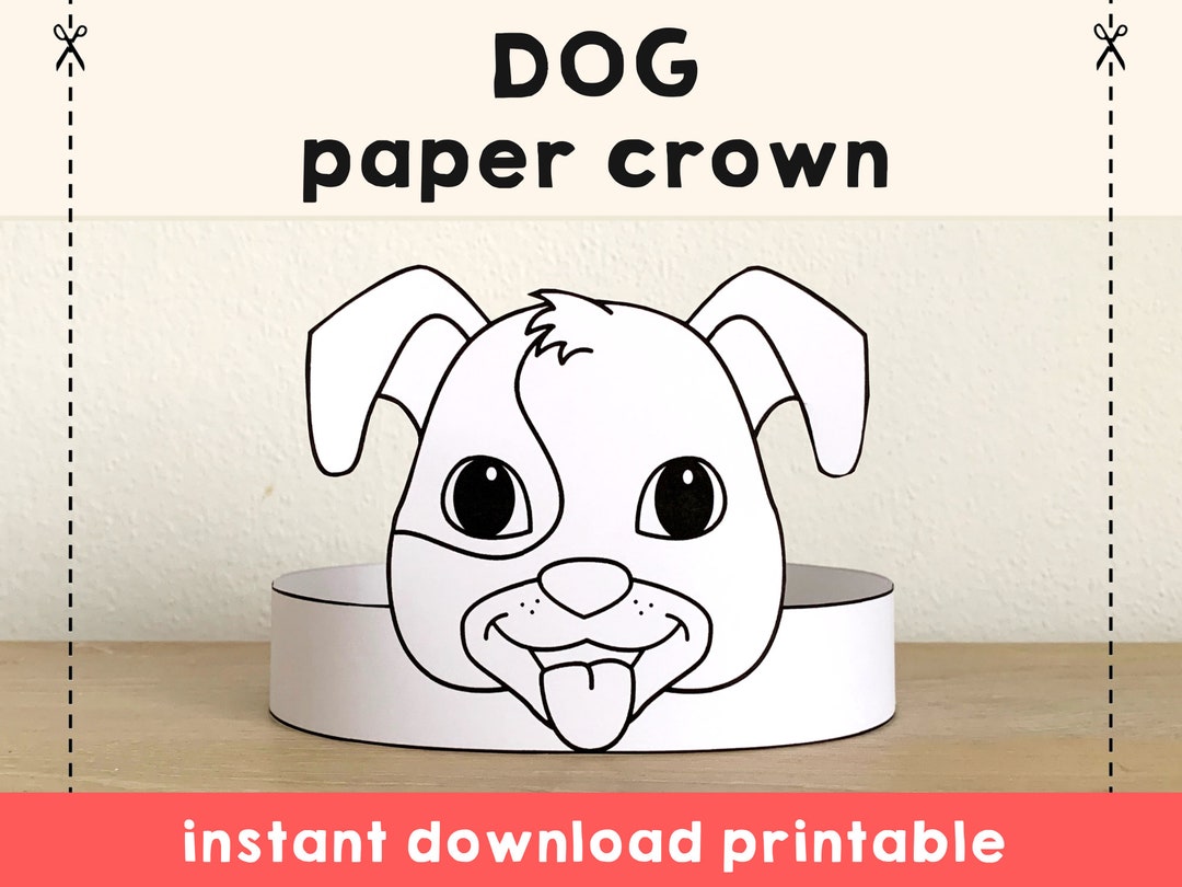 Dog Paper Crown Headband Pet Animal Coloring Printable Kids Craft Puppy ...