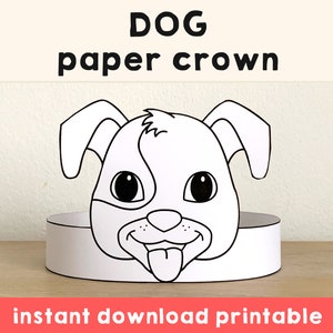 Dog Paper Crown Headband Pet Animal Coloring Printable Kids Craft Puppy ...