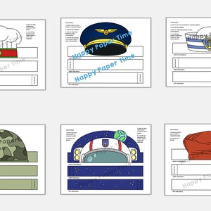 Community Helpers Paper Crowns Astronaut Pilot Chef Sailor Soldier ...