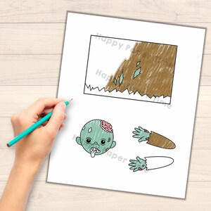 Zombie Toilet Paper Roll Craft Halloween Spooky Party Coloring ...
