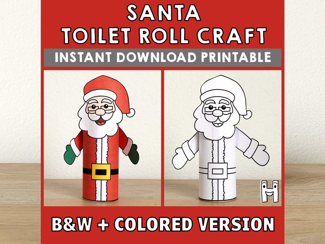 Santa Claus Toilet Paper Roll Craft Christmas Party Coloring Printable ...