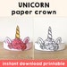 Unicorn Paper Crown Party Coloring Printable Kids Craft - Etsy