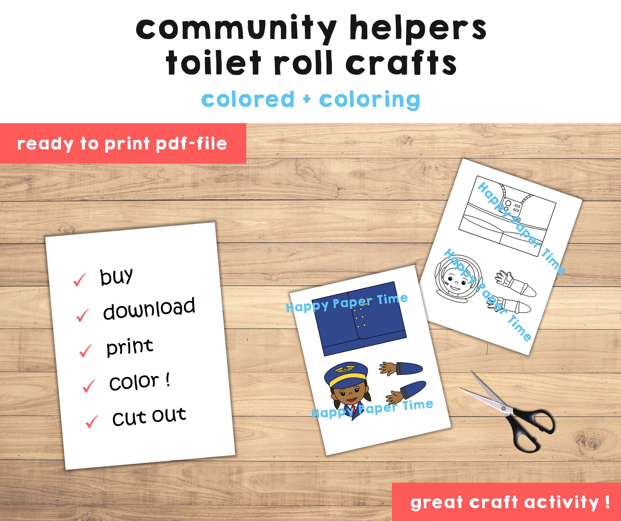 Community Helpers Toilet Paper Roll Craft Activity Career Day Party ...