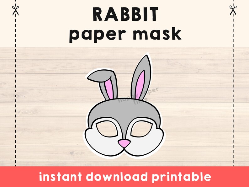 Rabbit Mask Bunny Mask Animal Mask Kids Party Favor Rabbit Printable ...