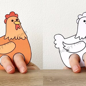 Chicken Paper Craft Printable Farm Animal Finger Puppet Kids - Etsy